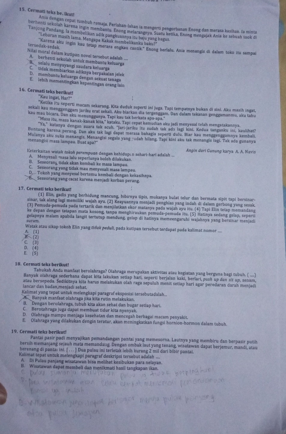 15. Cermati teks be. ikut! Nilai moral dalam | StudyX