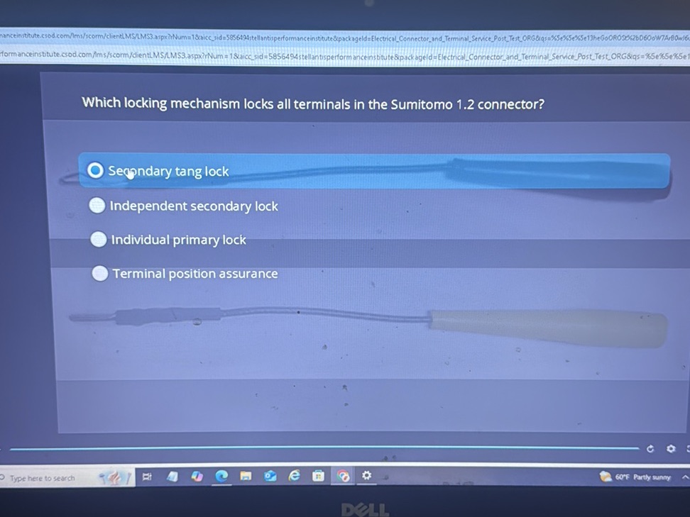 Which locking mechanism locks all terminals | StudyX