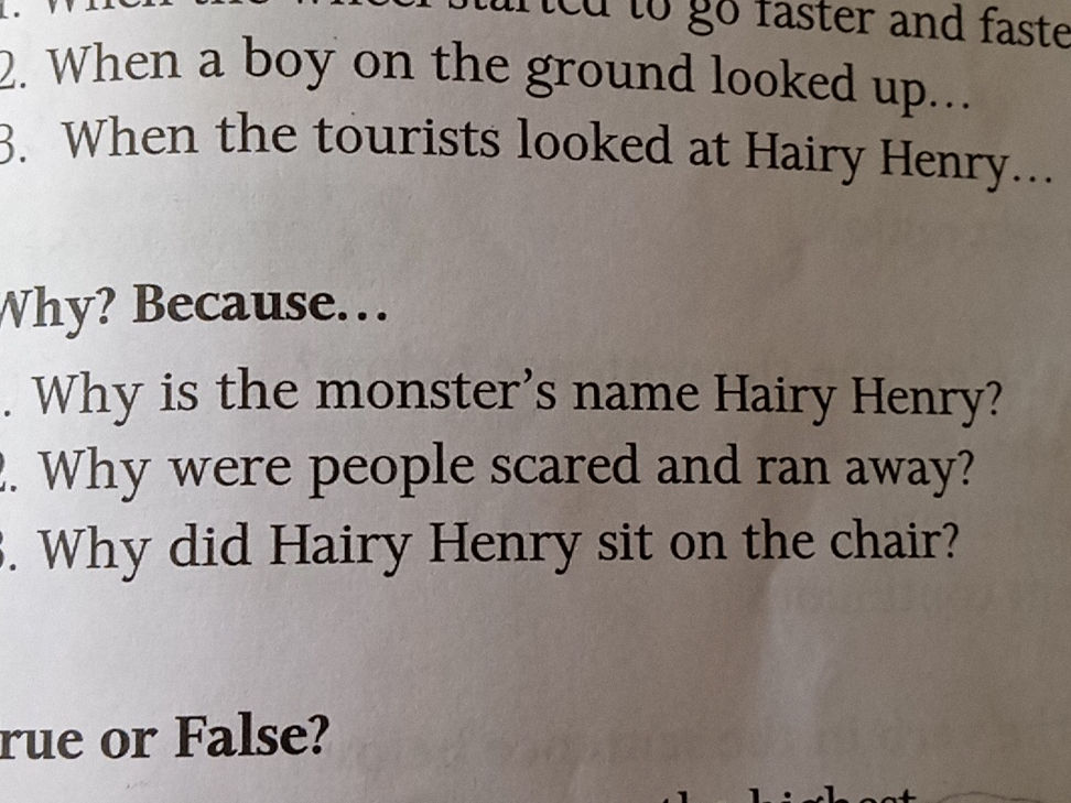 1. Why is the monster's name Hairy Henry? 2. | StudyX
