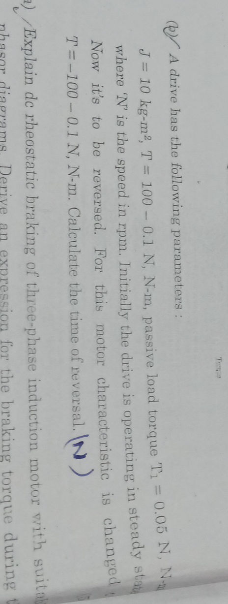 (b) A drive has the following parameters: J | StudyX