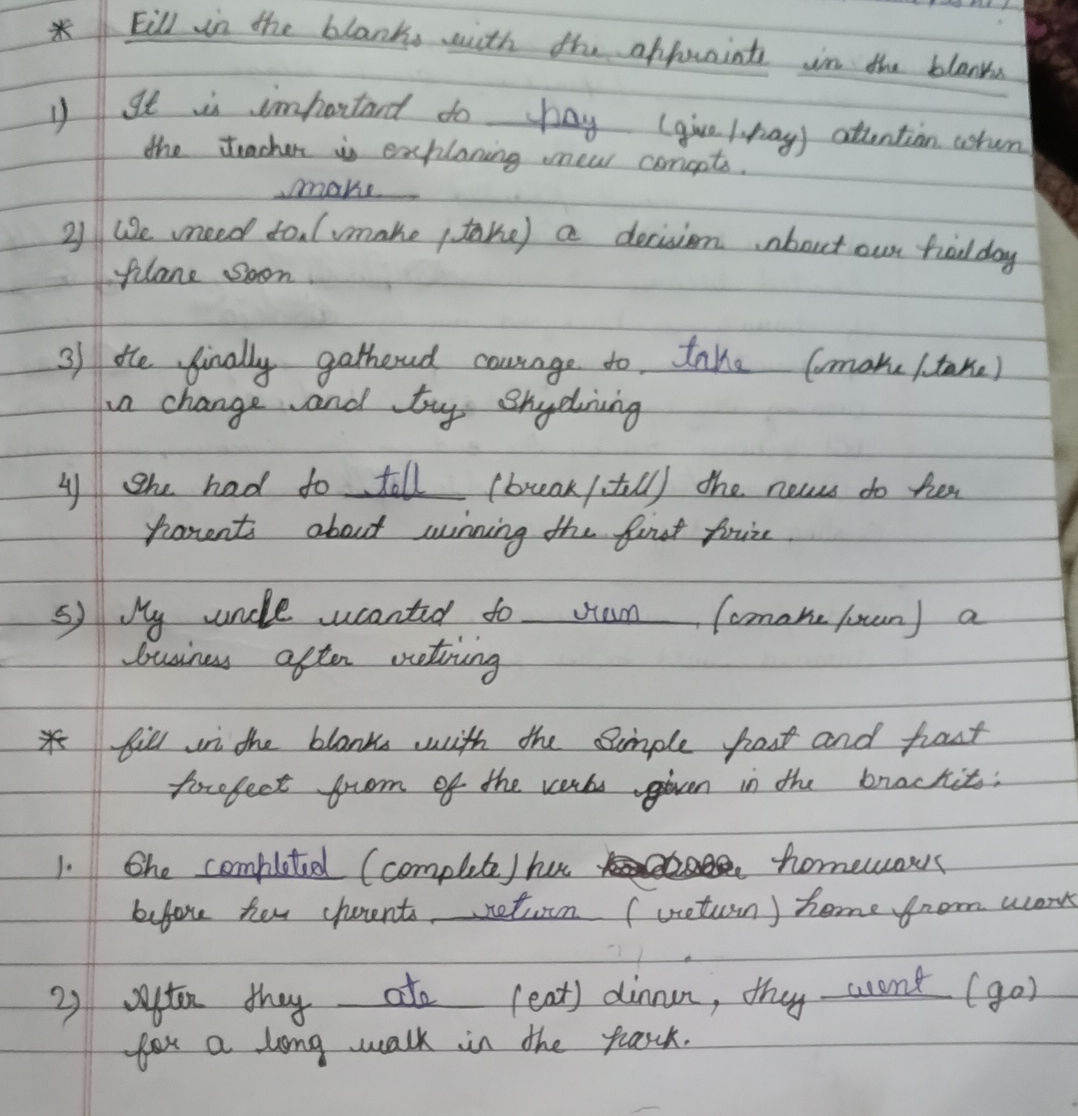 * Fill in the blanks with the appropriate in | StudyX