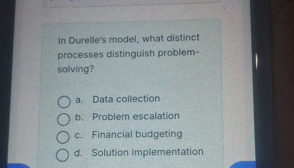 In Durelle's model, what distinct processes | StudyX