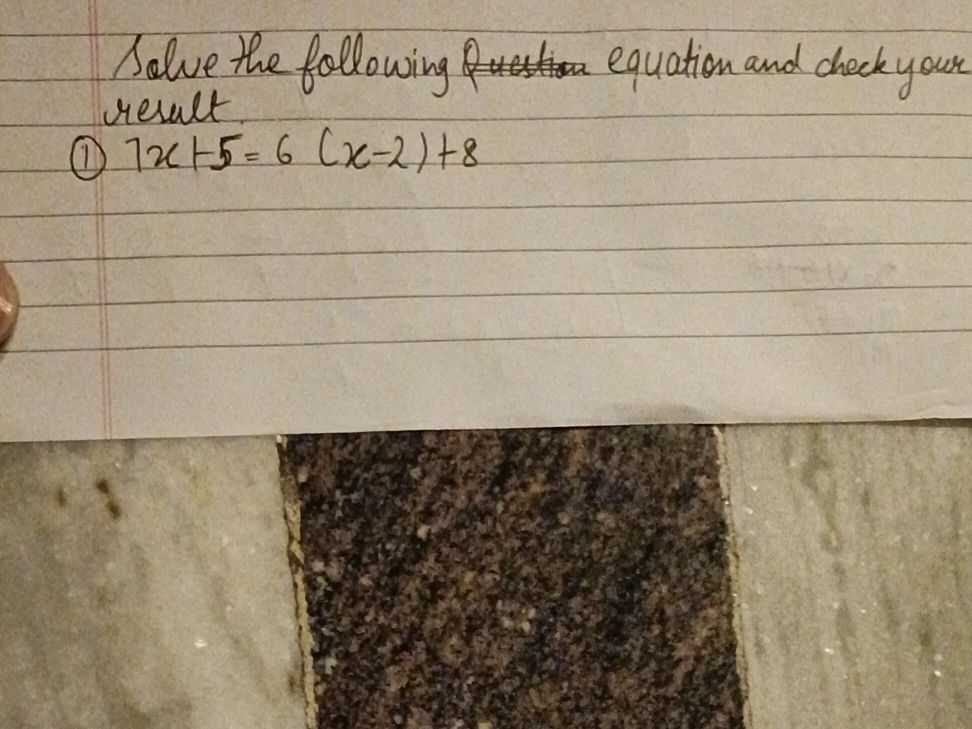 Solve the following equation and check your | StudyX