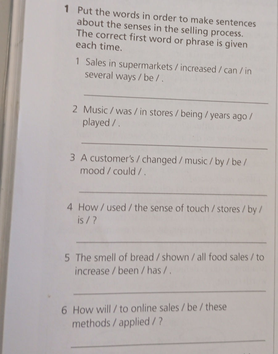 1 Put the words in order to make sentences | StudyX