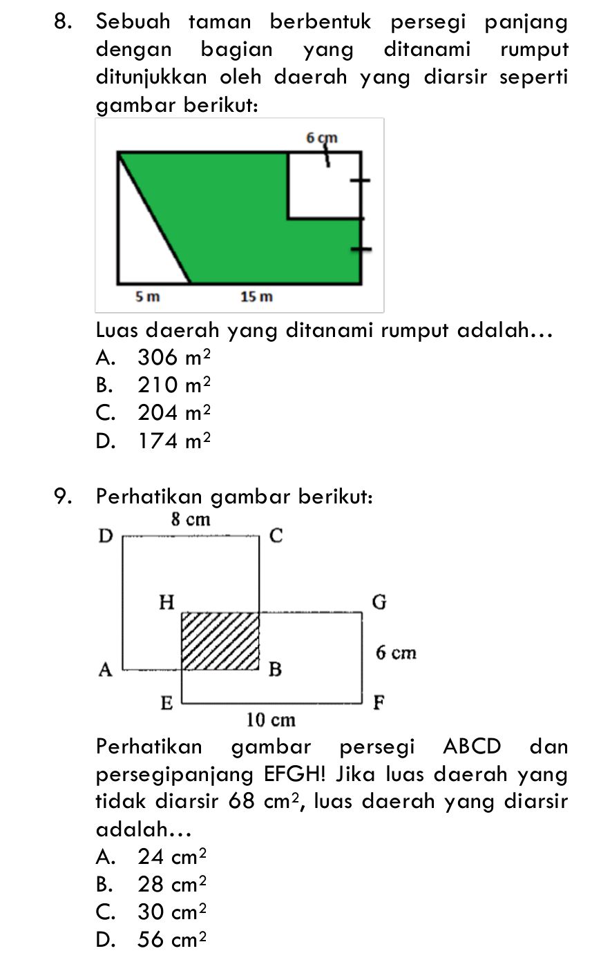 8. Sebuah taman berbentuk persegi panjang | StudyX