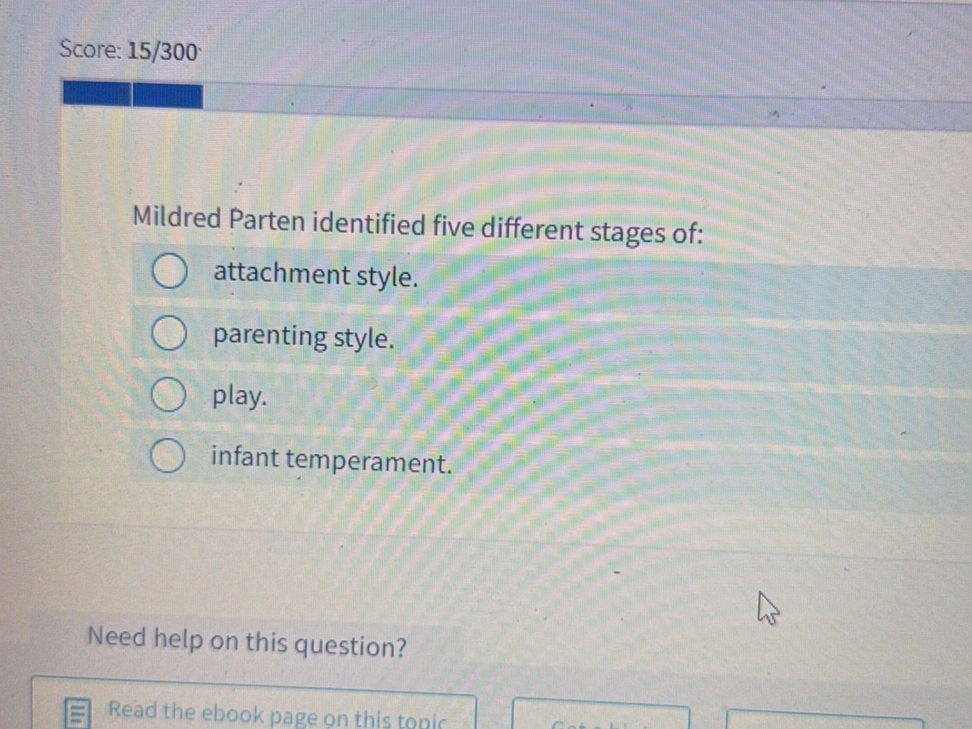 Mildred Parten identified five different | StudyX