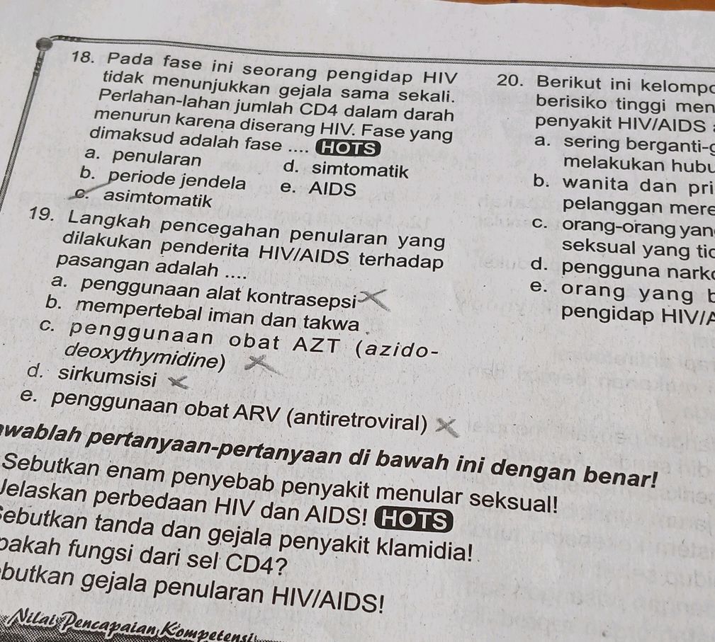 18. Pada fase ini seorang pengidap HIV tidak | StudyX