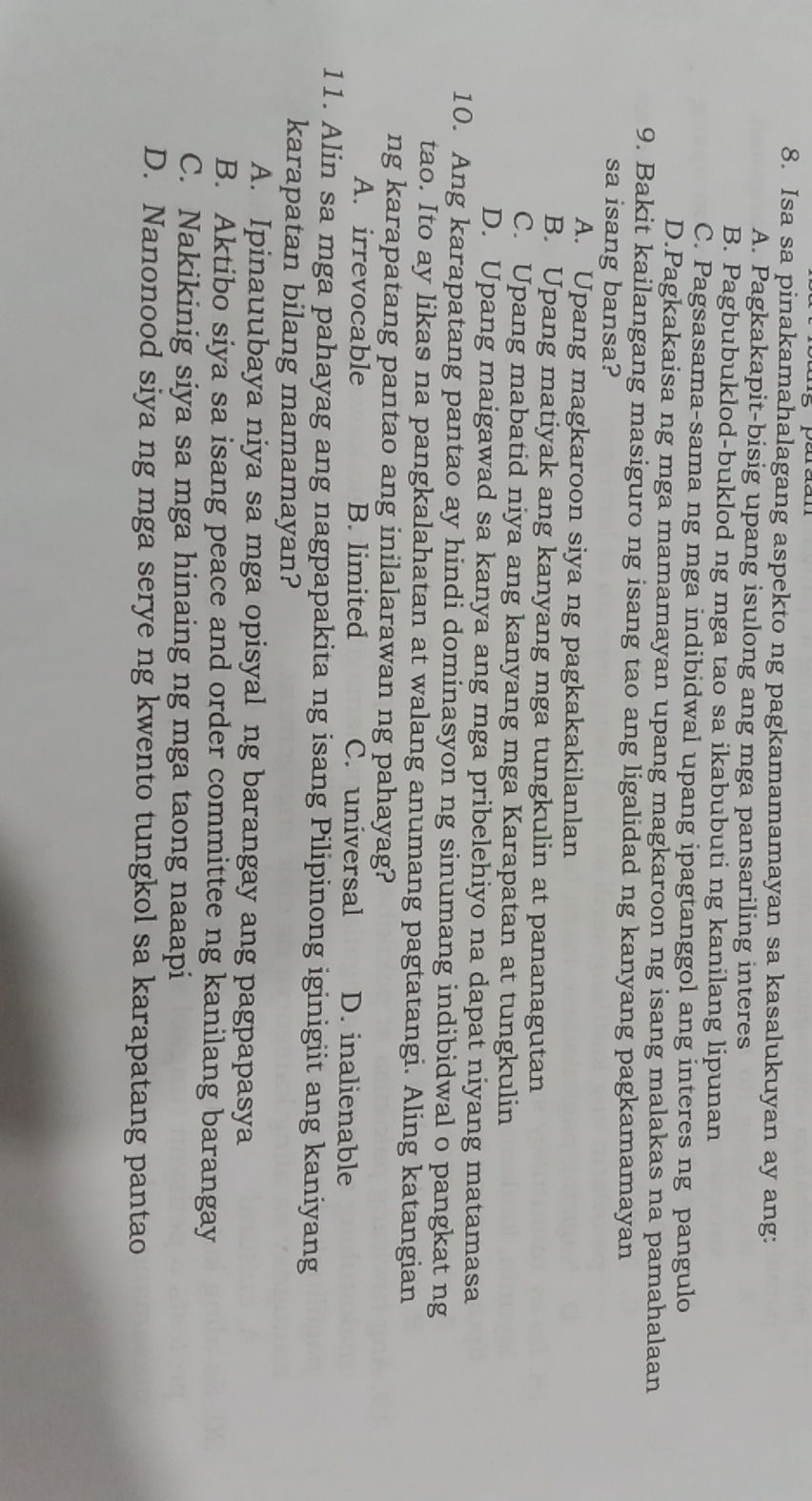 8. Isa sa pinakamahalagang aspekto ng | StudyX