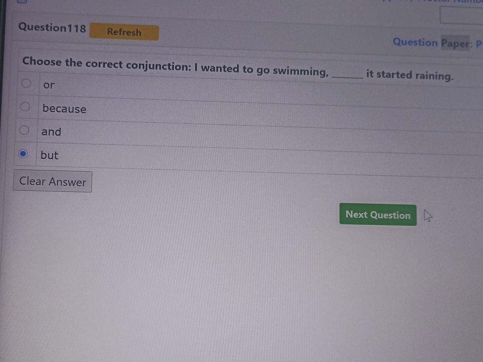 Choose the correct conjunction: I wanted to | StudyX