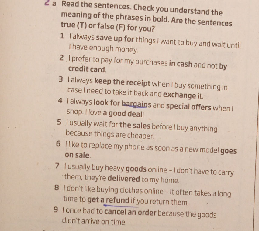 2 a Read the sentences. Check you understand | StudyX