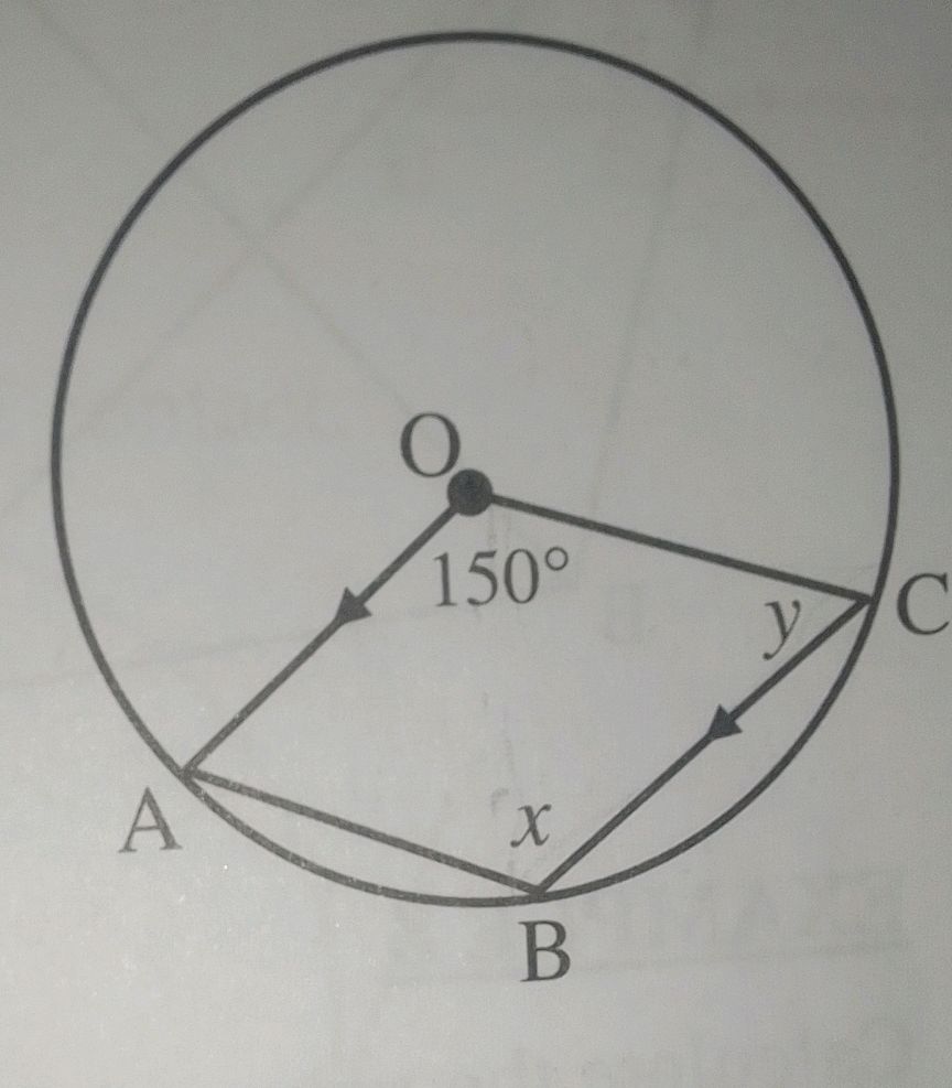 The image shows a circle with center O. | StudyX