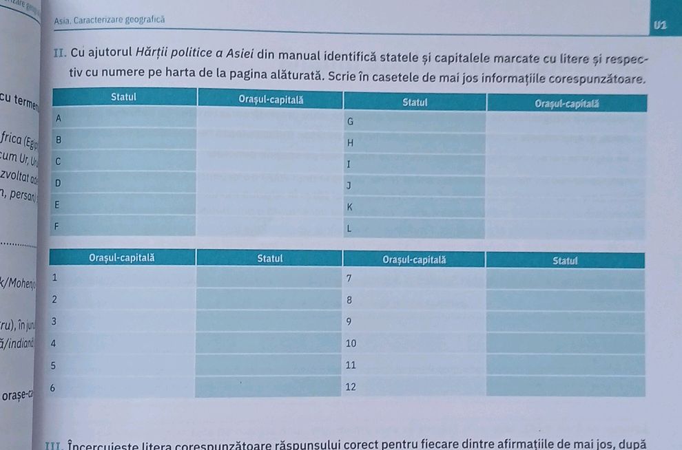 II. Cu ajutorul Hărții politice a Asiei din | StudyX