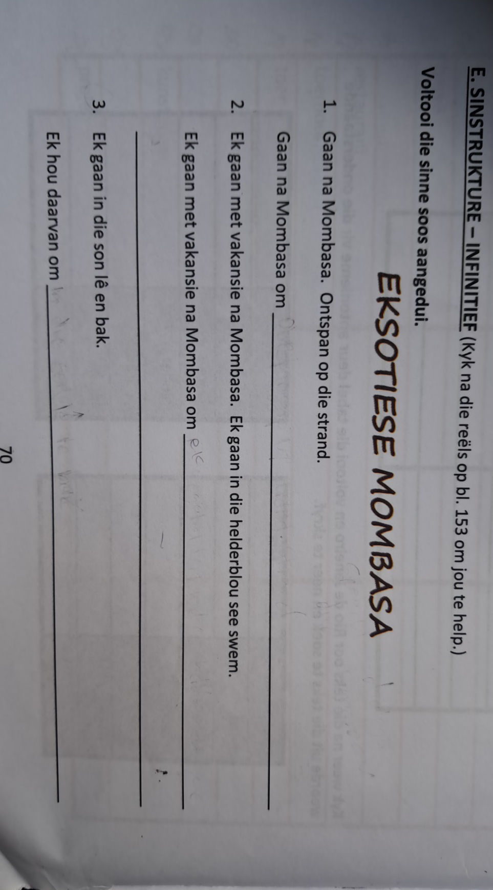 E. SINSTRUKTURE – INFINITIEF (Kyk na die | StudyX