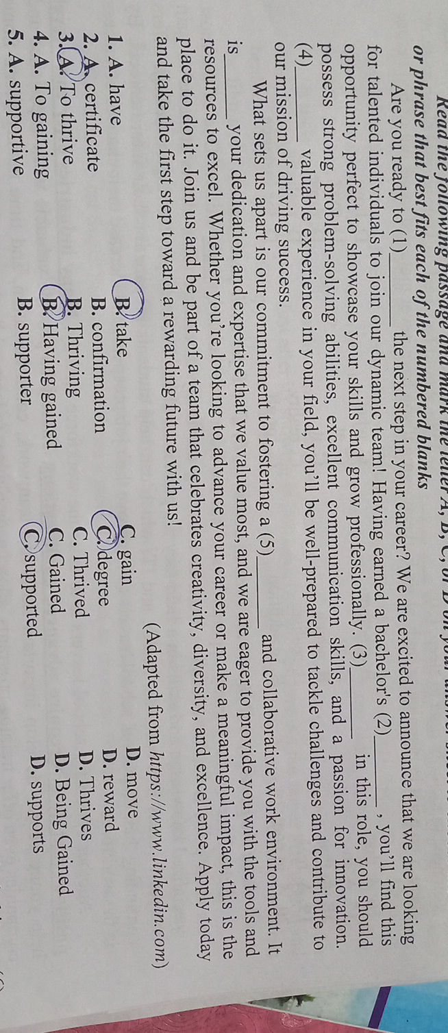 Read the following passage and mark the | StudyX