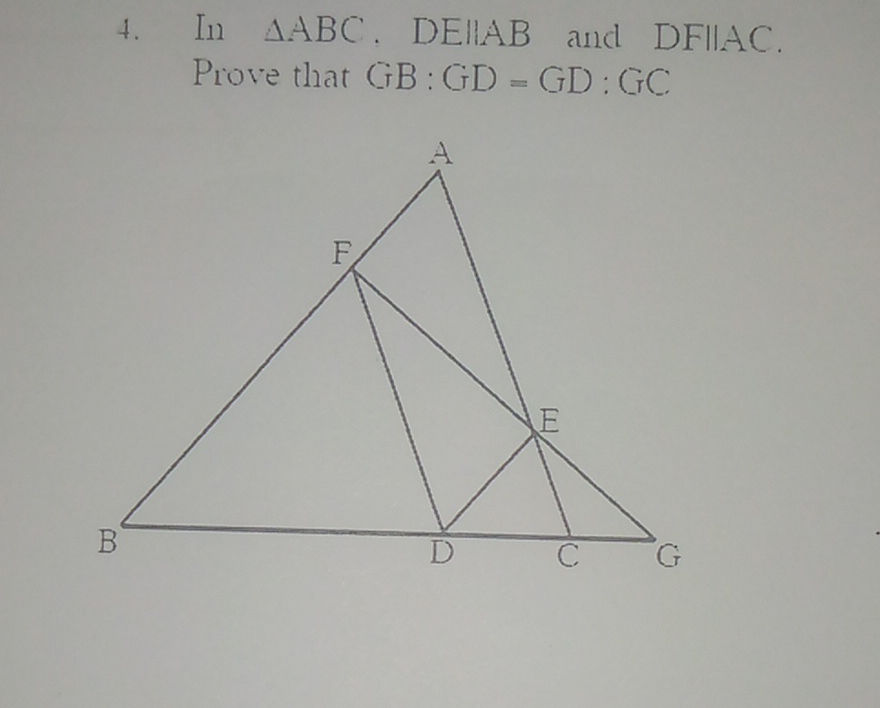 4. In $ ABC$, $DE AB$ and $DF AC$. | StudyX