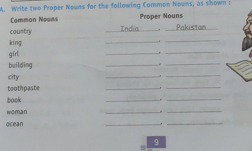 A. Write two Proper Nouns for the following | StudyX