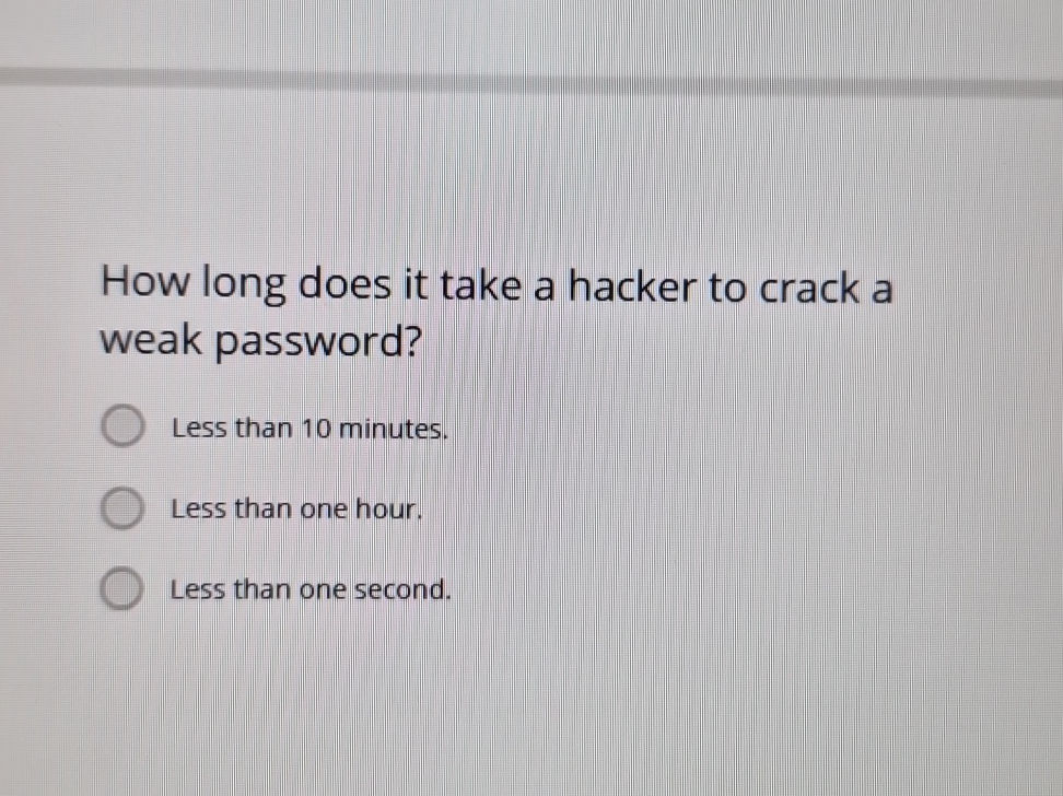 How long does it take a hacker to crack a | StudyX