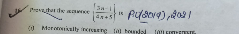 Prove that the sequence $ \{ {3n-1}{4n+5} | StudyX