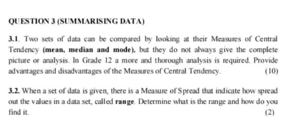 3.1. Two sets of data can be compared by | StudyX