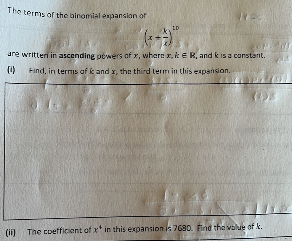 The terms of the binomial expansion of \((x | StudyX