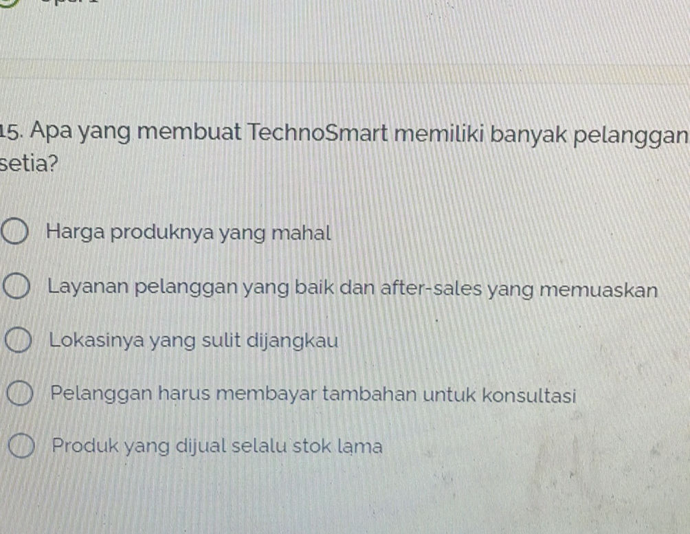 15. Apa yang membuat TechnoSmart memiliki | StudyX