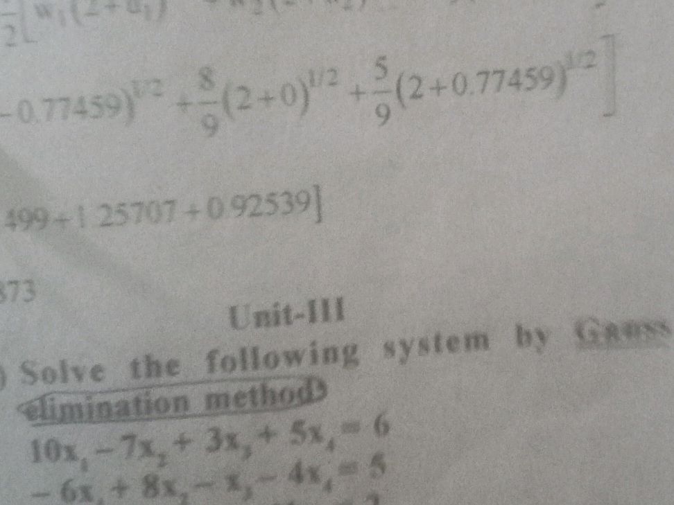 Solve the following system by Gauss | StudyX