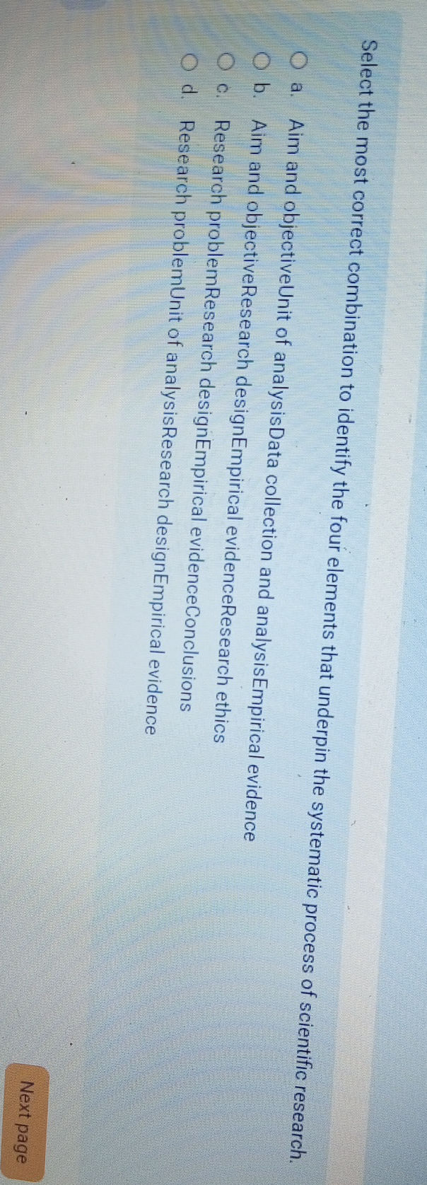 Select the most correct combination to | StudyX