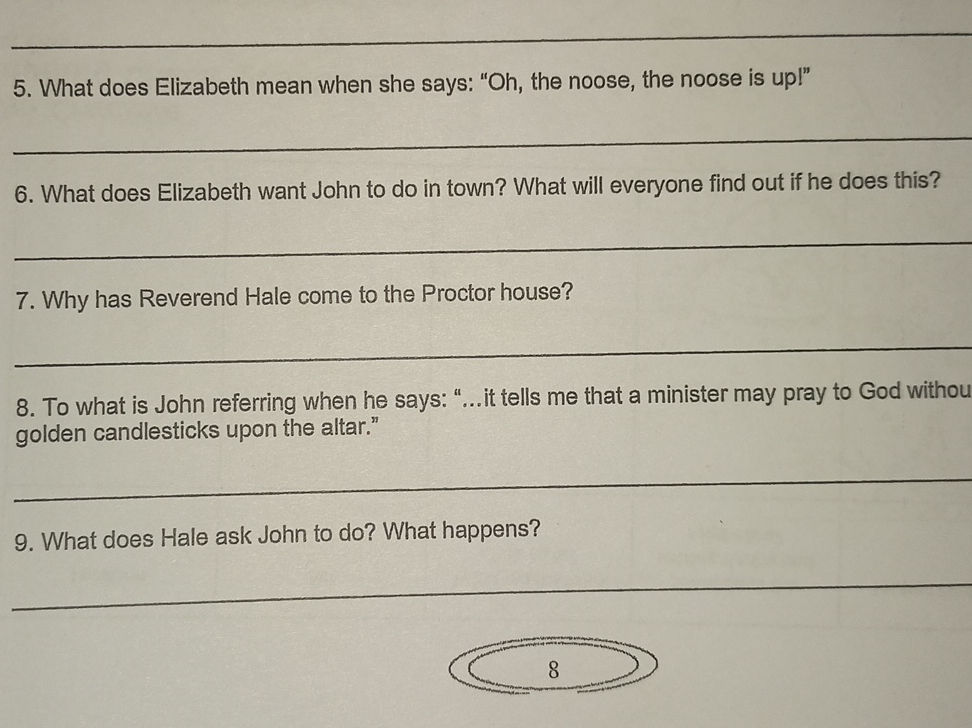 5. What does Elizabeth mean when she says: | StudyX