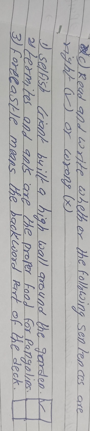 c) Read and write whether the following | StudyX