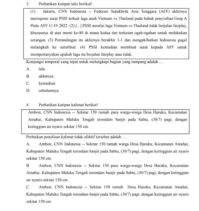 3. Perhatikan kutipan teks berikut! (1) | StudyX