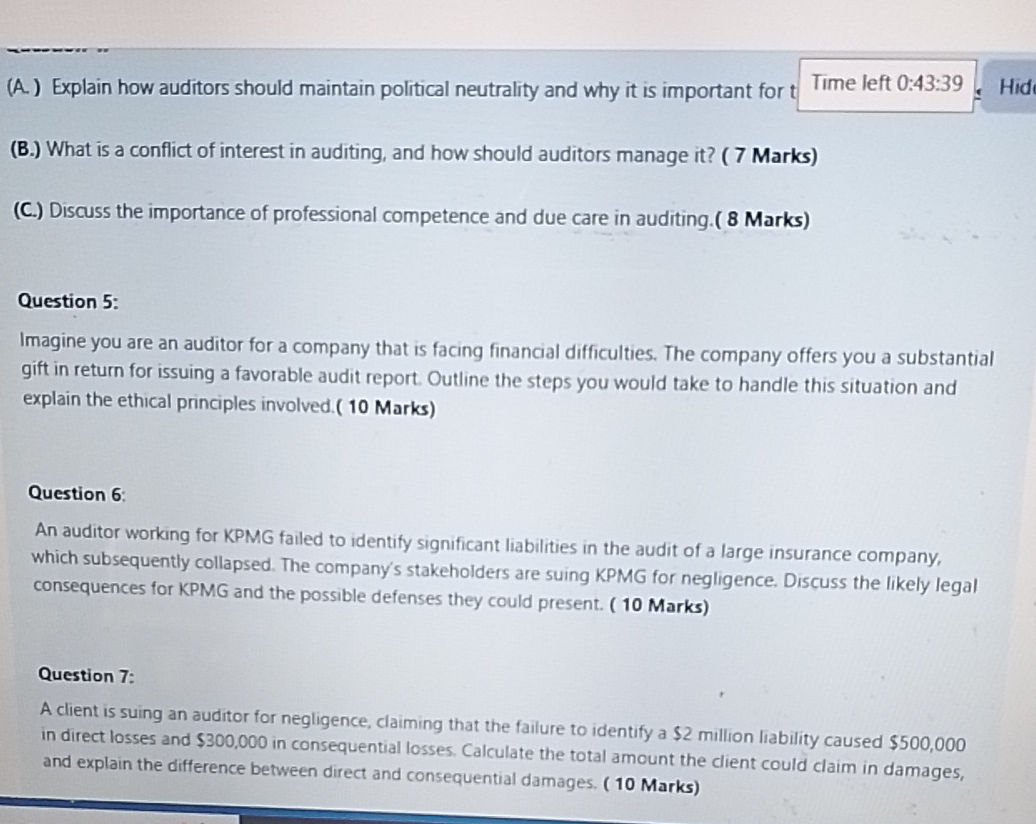 (A.) Explain how auditors should maintain | StudyX