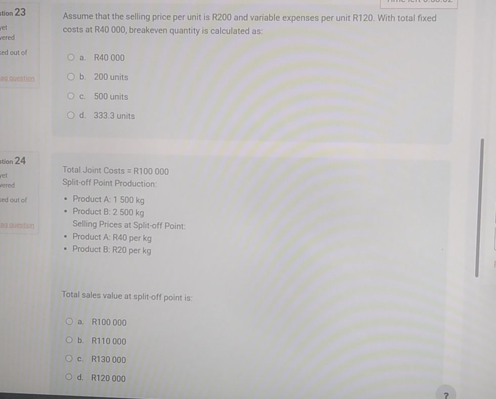 Assume that the selling price per unit is | StudyX