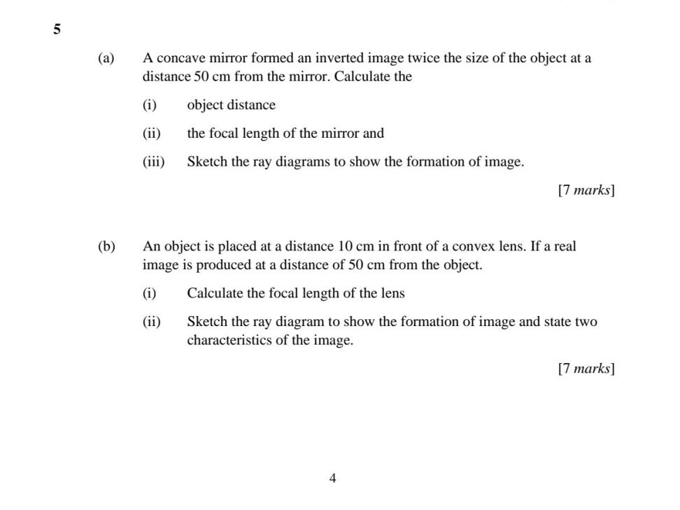 (a) A concave mirror formed an inverted | StudyX