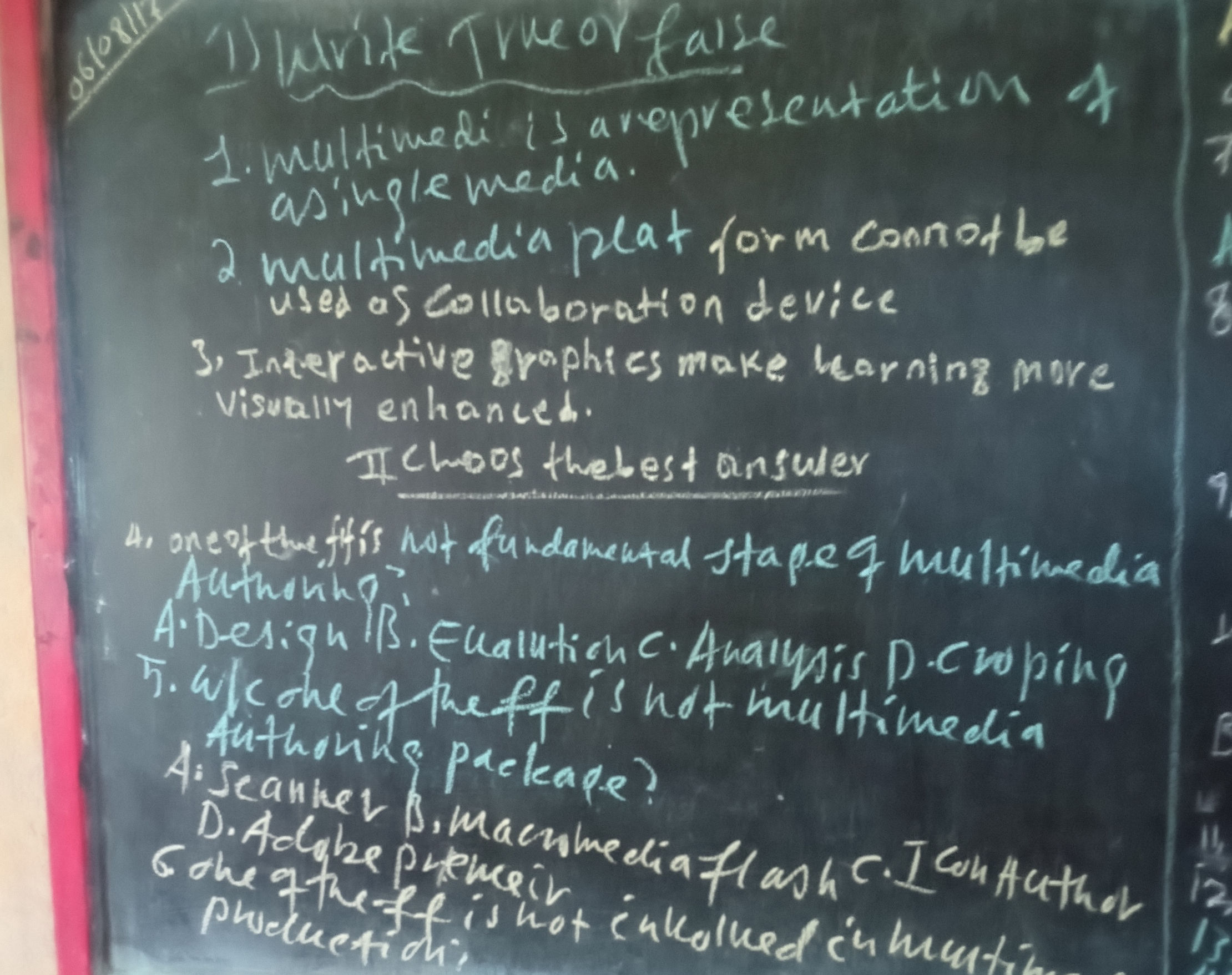 1) Write True or false 1. multimedia is a | StudyX