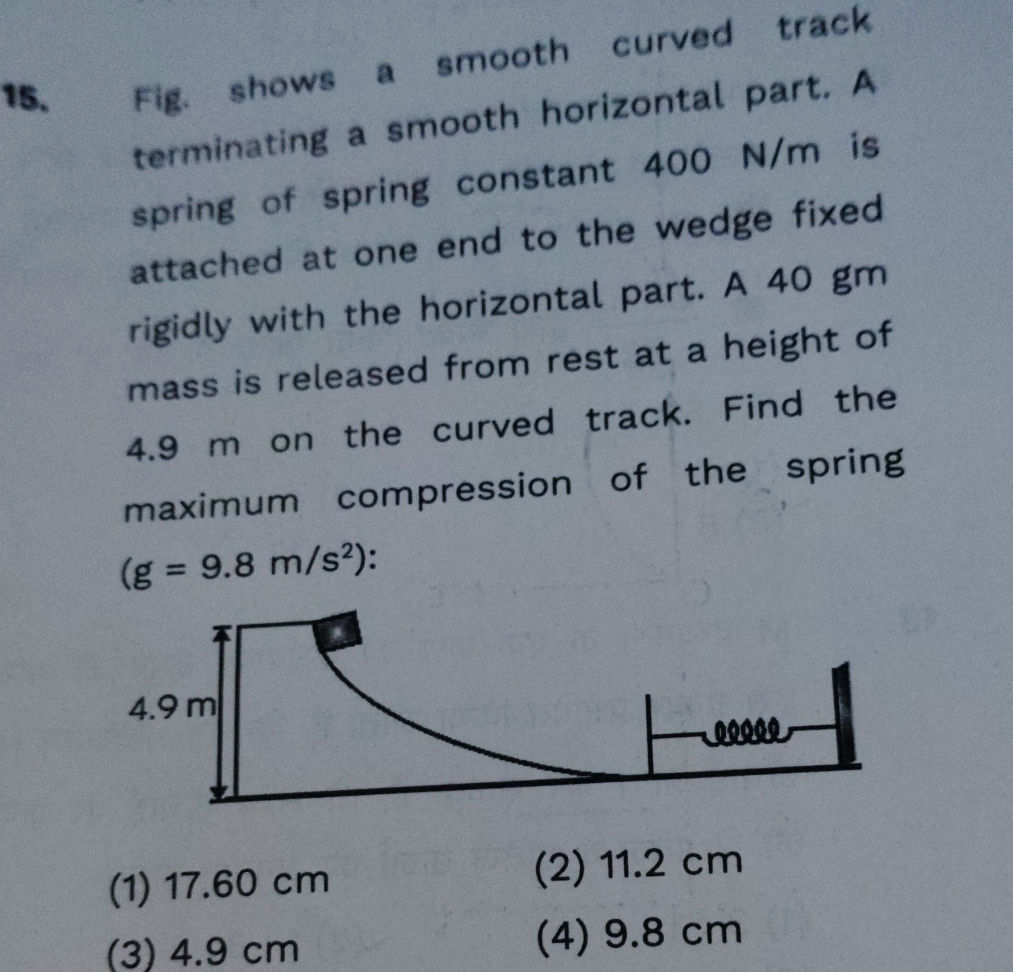 Fig. shows a smooth curved track terminating | StudyX