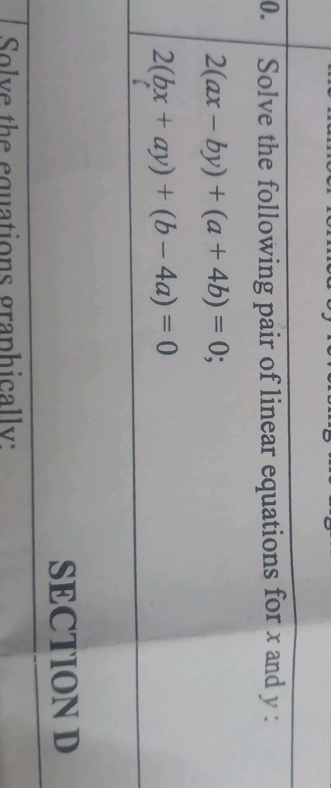 0. Solve the following pair of linear | StudyX