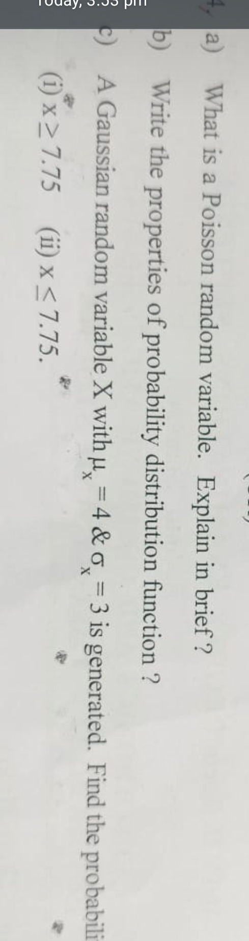 a) What is a Poisson random variable. | StudyX