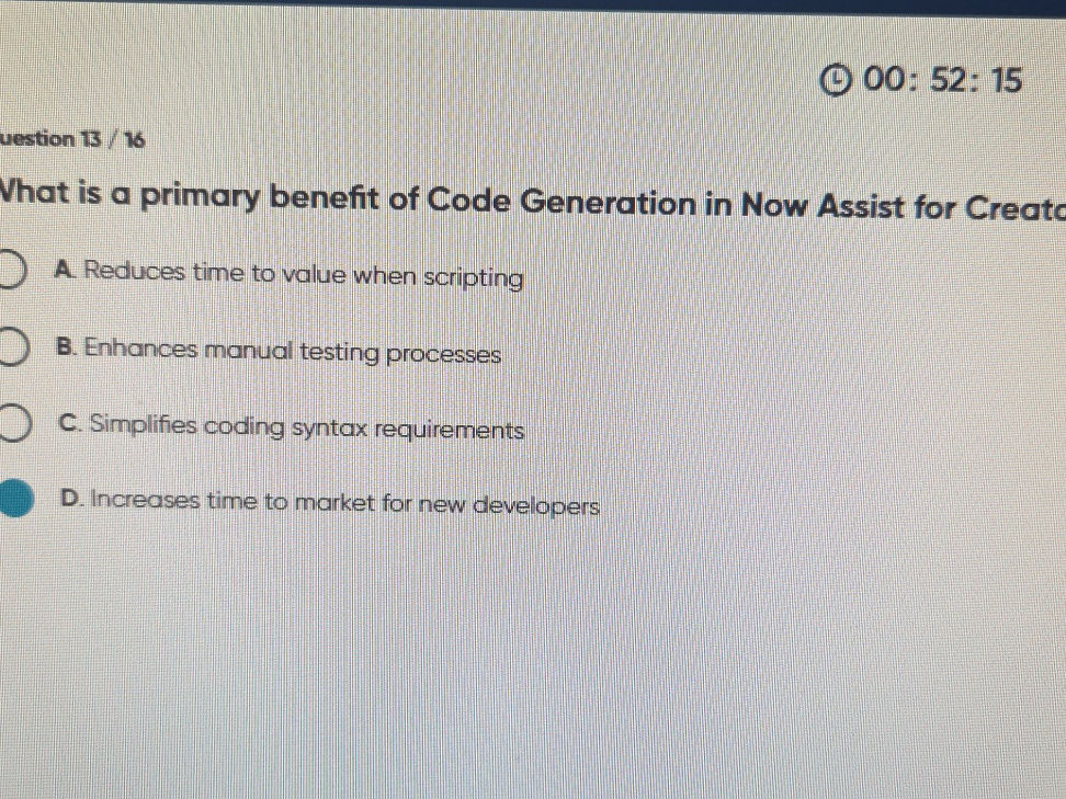 What is a primary benefit of Code Generation | StudyX