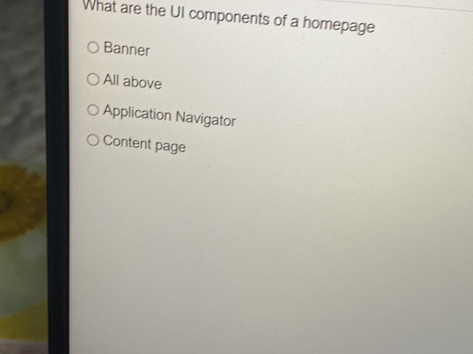 What are the UI components of a homepage? O | StudyX