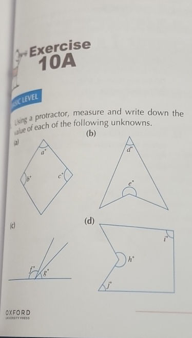 Using a protractor, measure and write down | StudyX