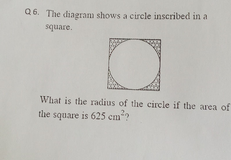 Q6. The diagram shows a circle inscribed in | StudyX