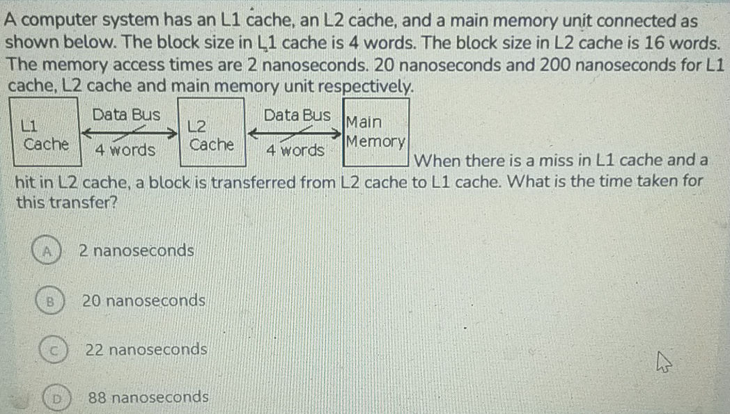 A computer system has an L1 cache, an L2 | StudyX