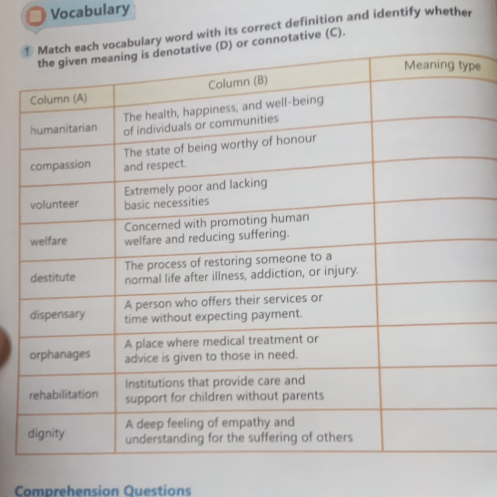 Match each vocabulary word with its correct | StudyX
