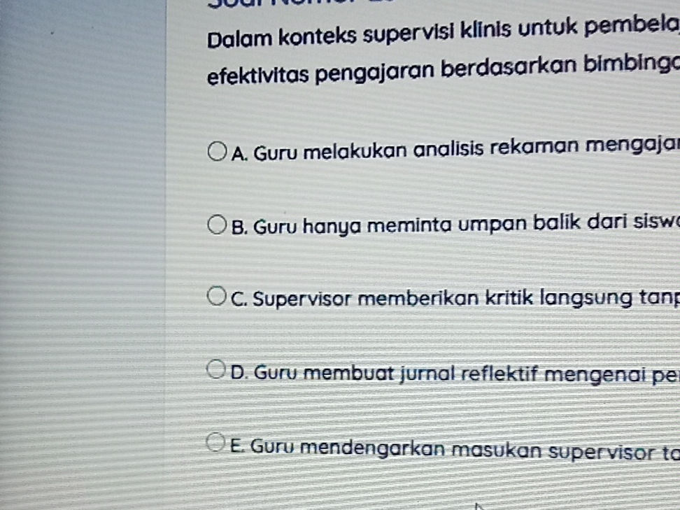 Dalam konteks supervisi klinis untuk pembela | StudyX