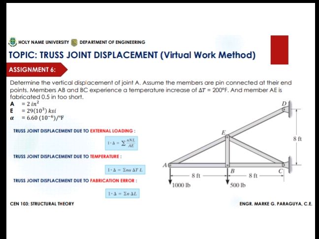 Determine the vertical displacement of joint | StudyX