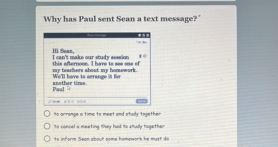 Why has Paul sent Sean a text message? Hi | StudyX