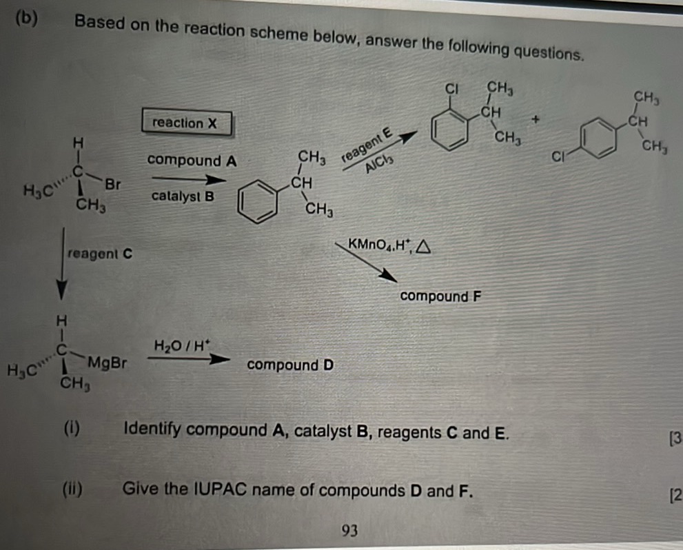 (b) Based on the reaction scheme below, | StudyX