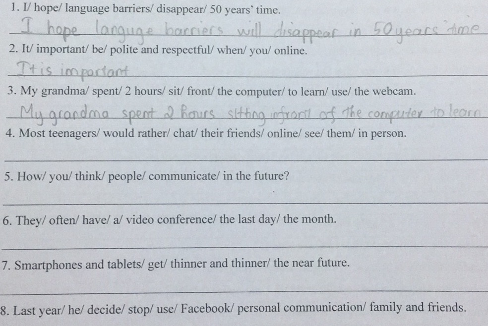 1. I/ hope/ language barriers/ disappear/ 50 | StudyX