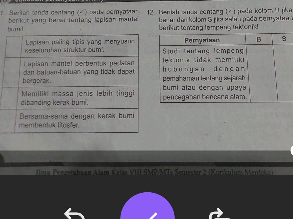 1. Berilah tanda centang ( ) pada pernyataan | StudyX
