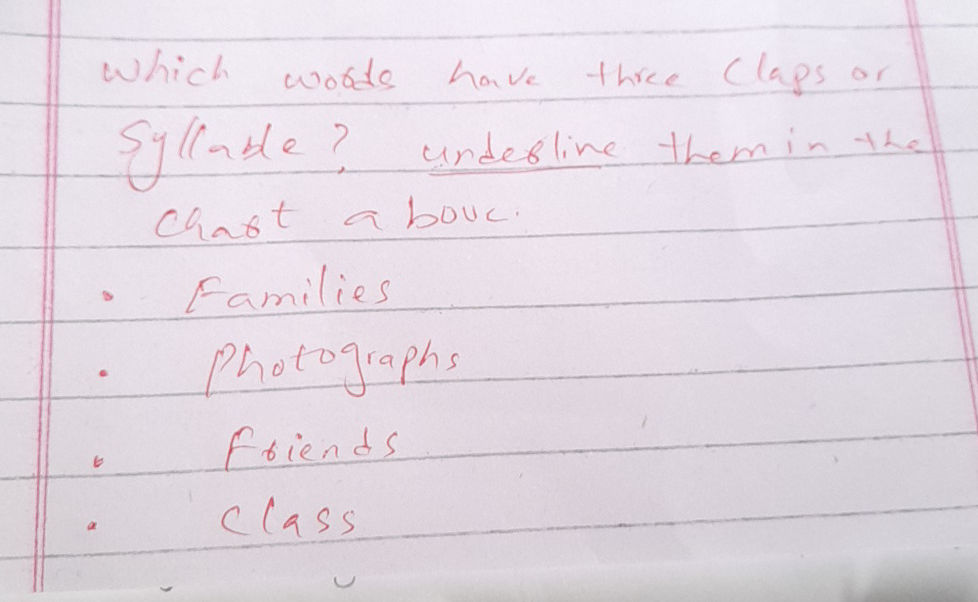 Which words have three Claps or Syllable? | StudyX